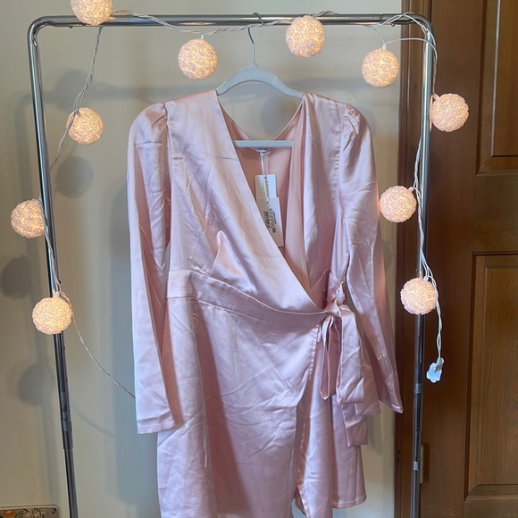 Amazing Lace | Dresses | Wrap Around Pale Pink Satin Dress Broken Pin ...